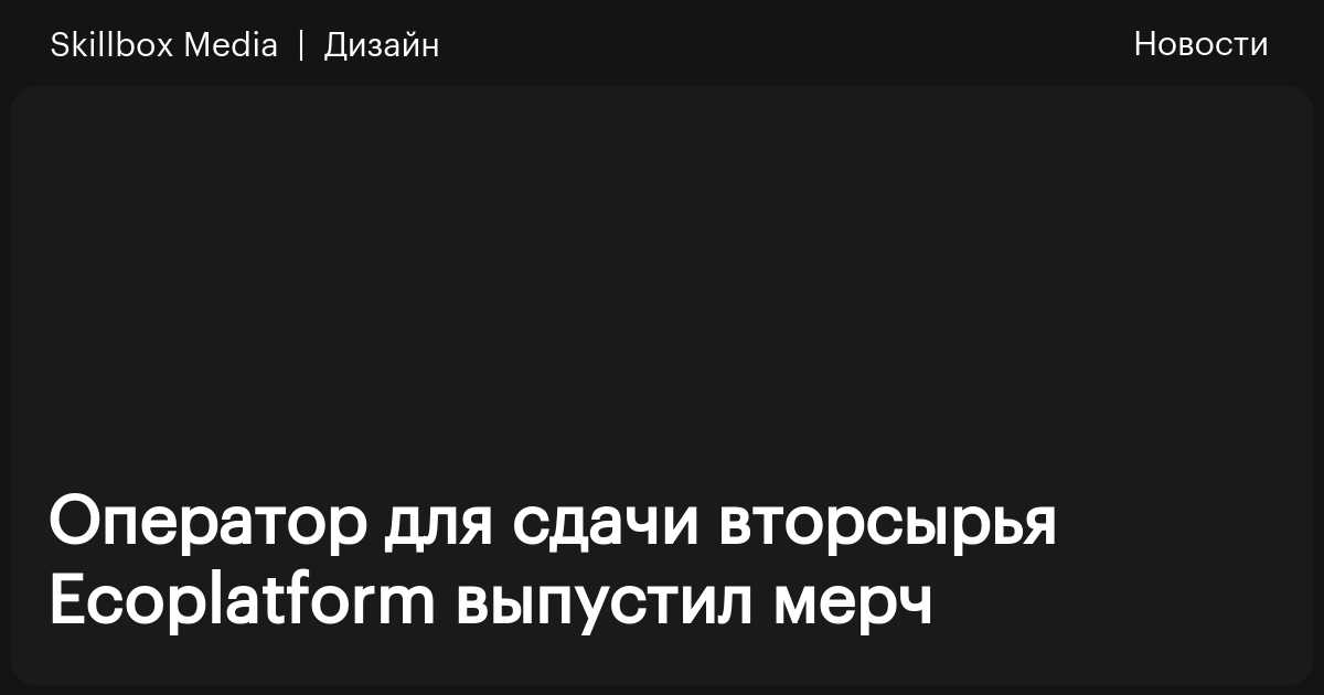 Оператор для сдачи вторсырья Ecoplatform выпустил мерч / Skillbox Media